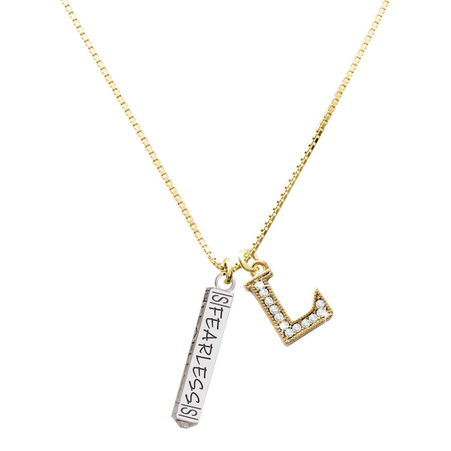 Delight Jewelry Silver-tone Fearless Bar - Large Goldtone Crystal ...