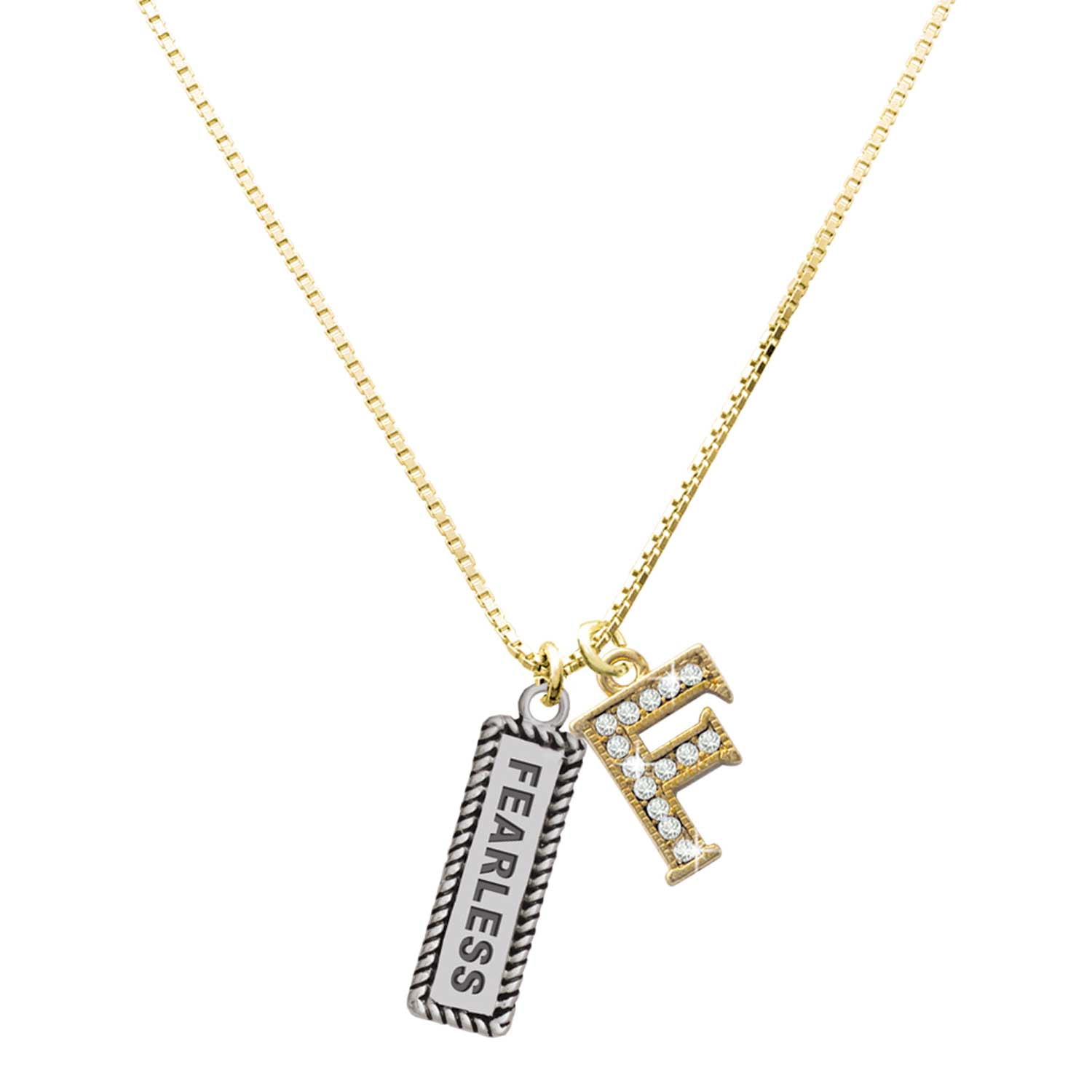 Delight Jewelry Silver-tone Fearless - Large Goldtone Crystal Initial ...