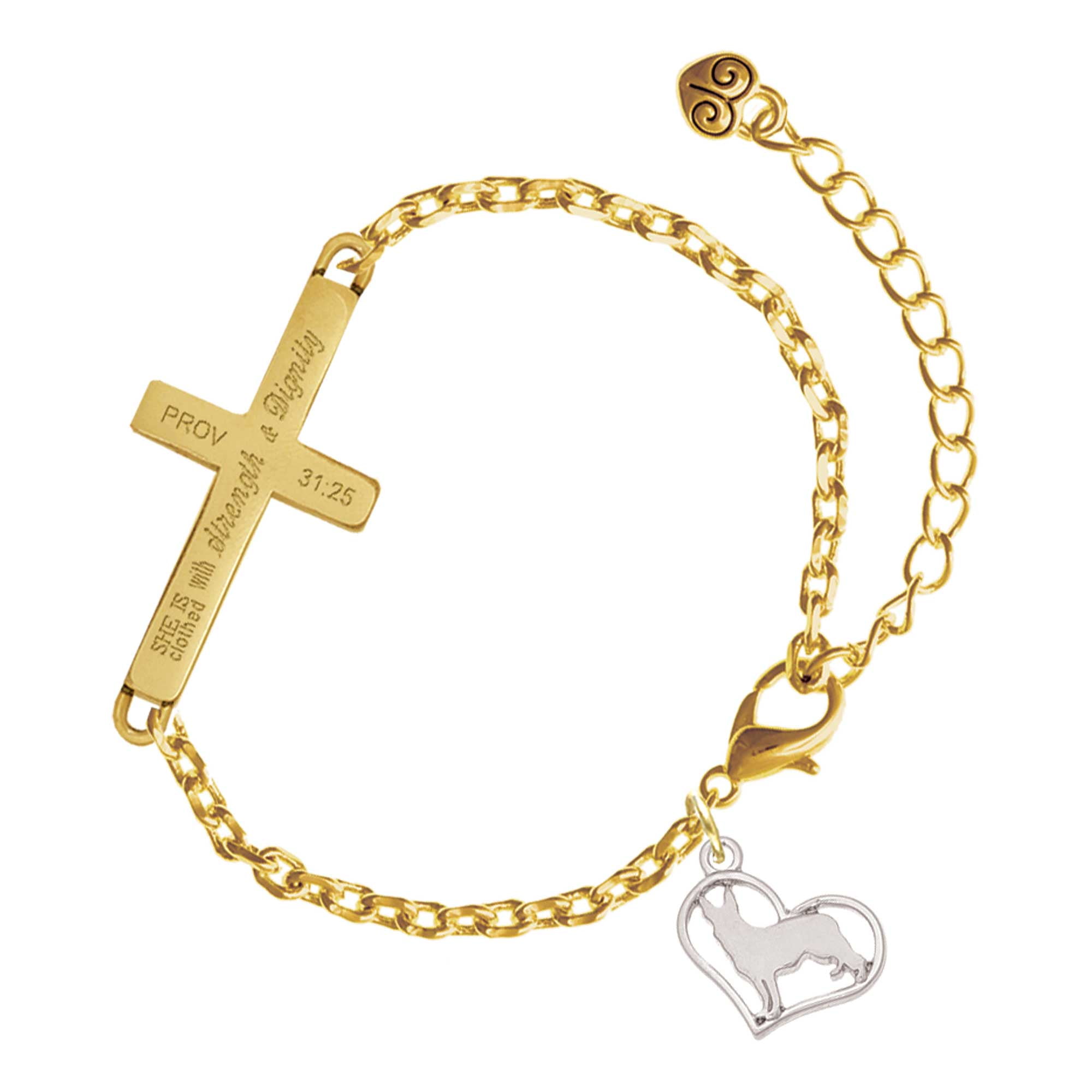 Delight Jewelry Silver-tone German Shepard Silhouette Heart - Gold Tone ...