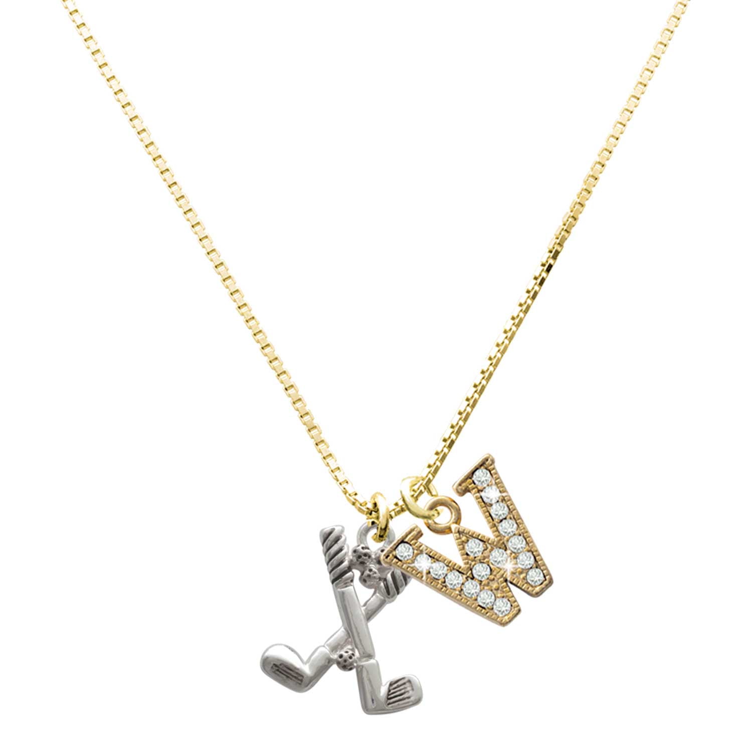 Delight Jewelry Silver-tone Golf Clubs with Golf Ball - Large Goldtone ...