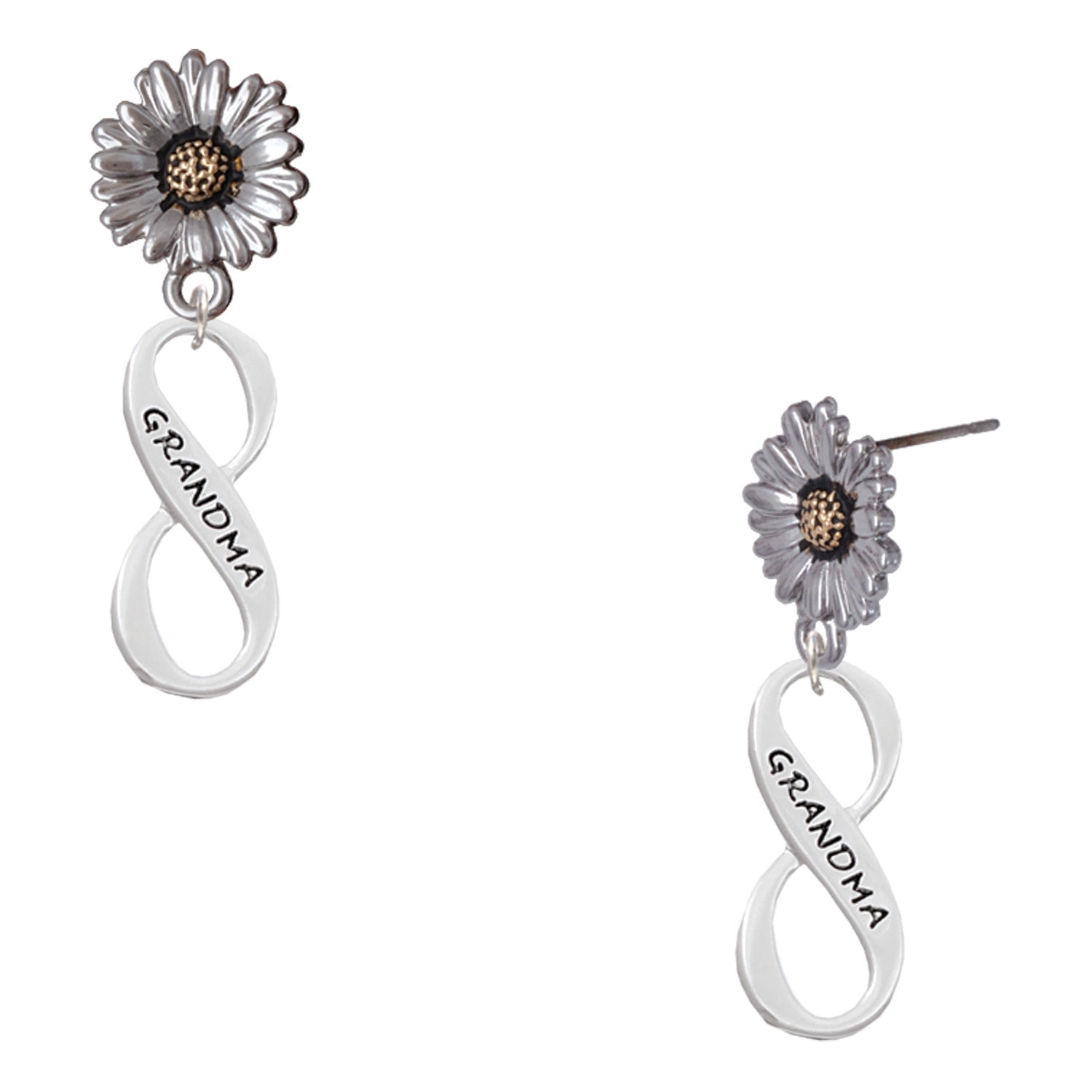 Delight Jewelry Silver-tone Grandma Infinity Sign - Two-tone Daisy ...