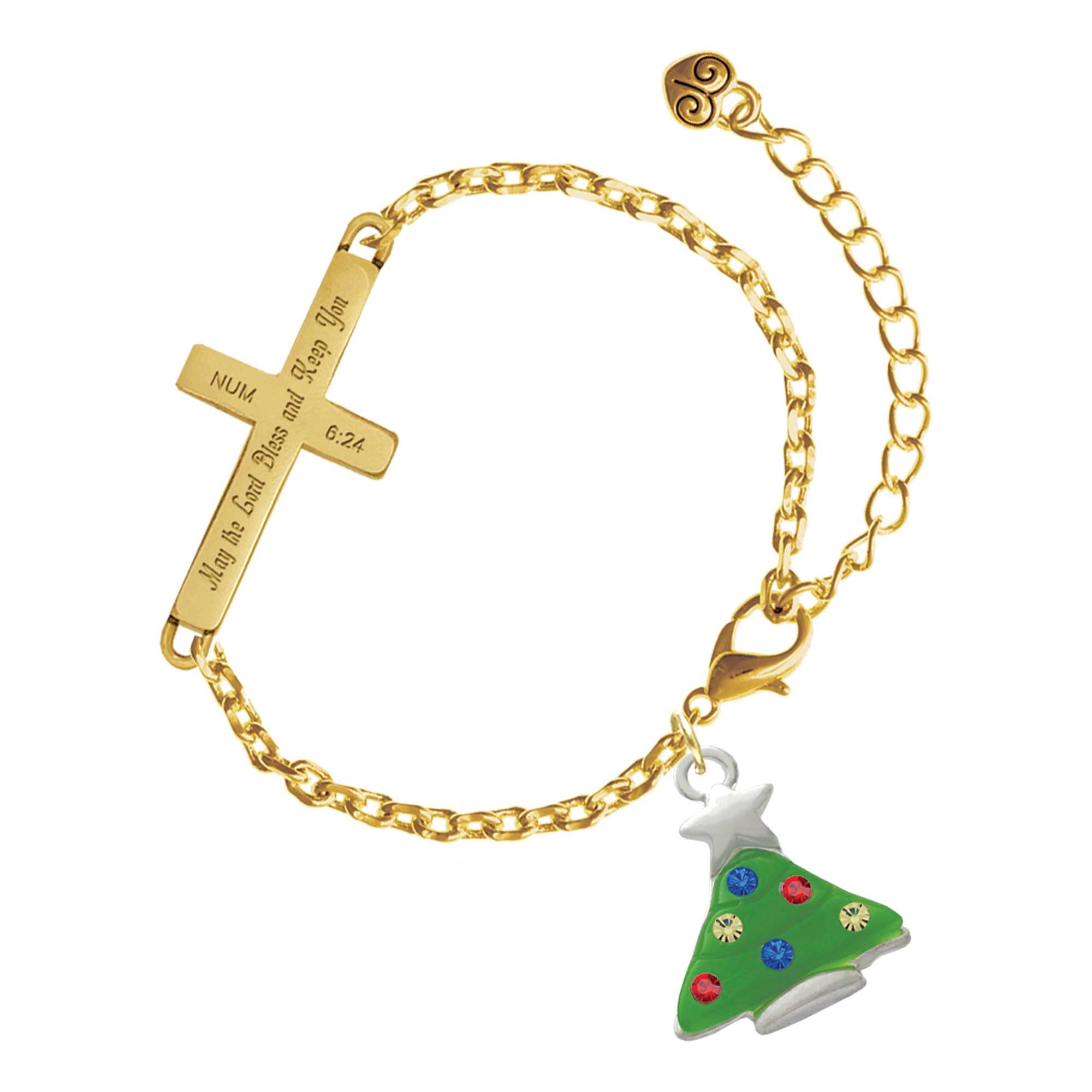 Delight Jewelry Silver-tone Green Resin Christmas Tree with Crystals - Gold Tone Numbers 6:24 ...