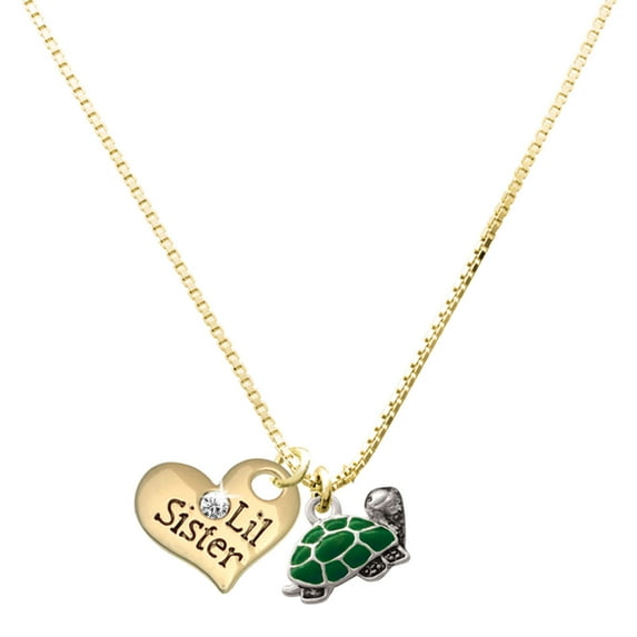 Delight Jewelry Silver-tone Green Side Turtle - Large Goldtone Lil ...