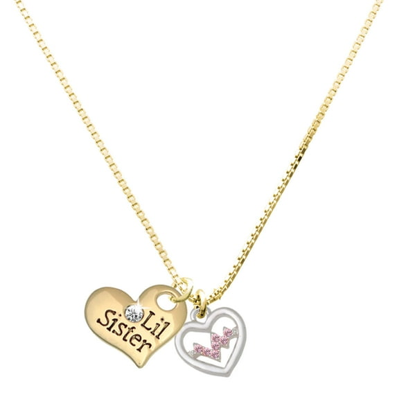 Delight Jewelry Silver-tone Heart with Pink Crystal Heartbeat - Large ...