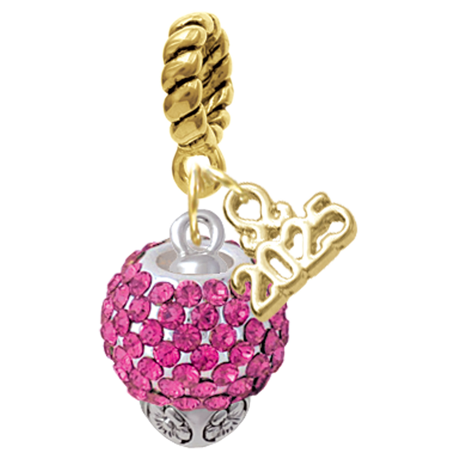 Delight Jewelry Silver-tone Hot Pink Crystal Sparkle Spinner - Gold ...