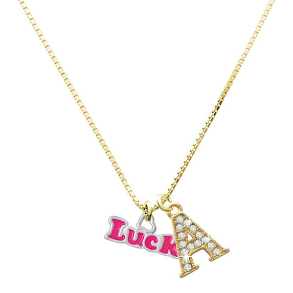 Delight Jewelry Silver-tone Hot Pink ''Luck'' with Heart - Large ...