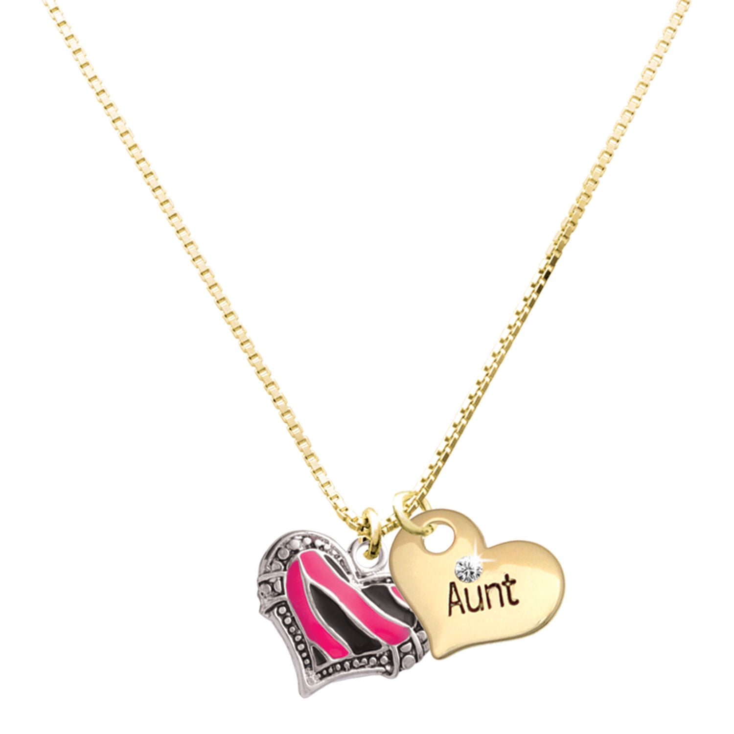 Delight Jewelry Silver-tone Hot Pink Tiger Print Heart - Large Goldtone ...