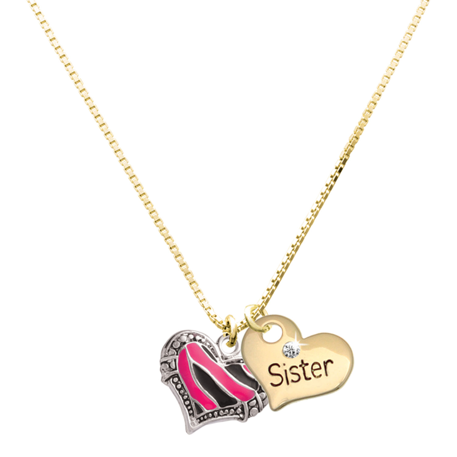 Delight Jewelry Silver-tone Hot Pink Tiger Print Heart - Large Goldtone ...