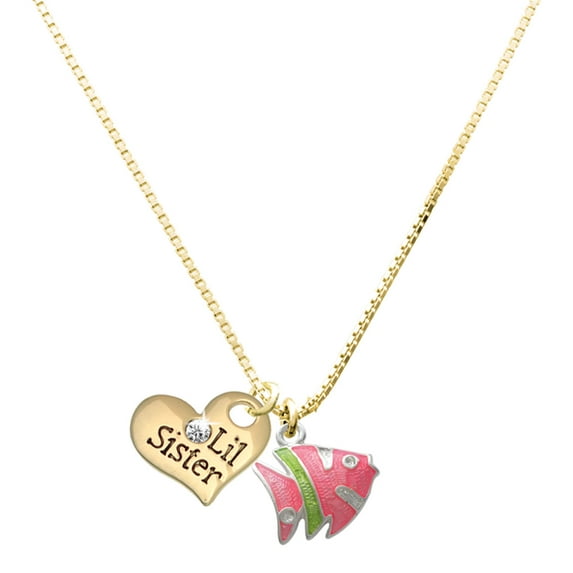 Delight Jewelry Silver-tone Hot Pink Tropical Fish with Lime Green ...