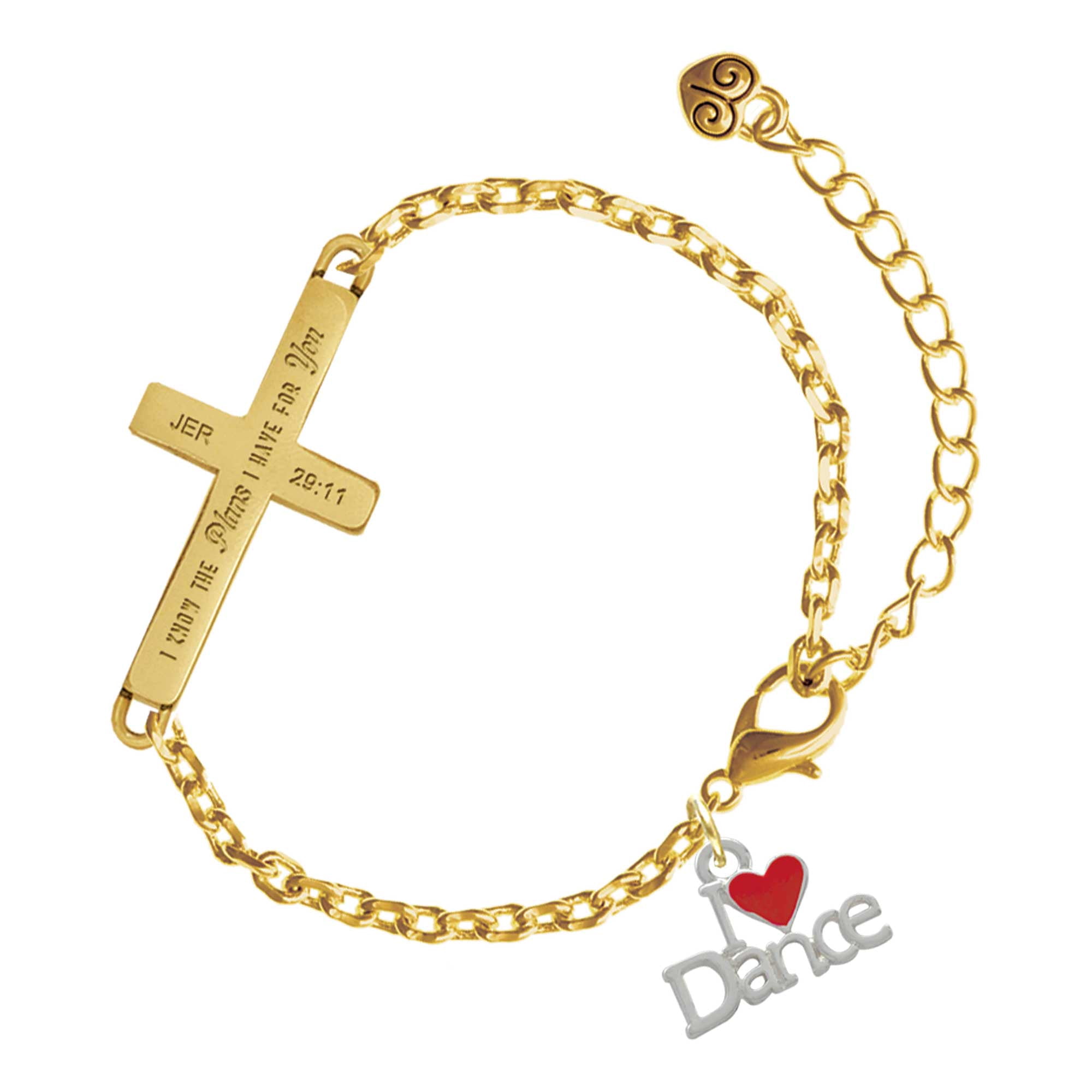 Delight Jewelry Silver-tone I love Dance with Red Heart - Gold Tone ...