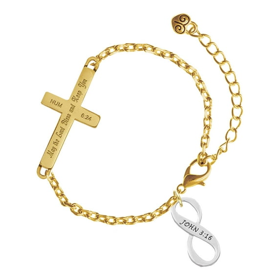 Delight Jewelry Silver-tone John 3:16 Infinity Sign - Gold Tone Numbers 6:24 May the Lord Bless ...