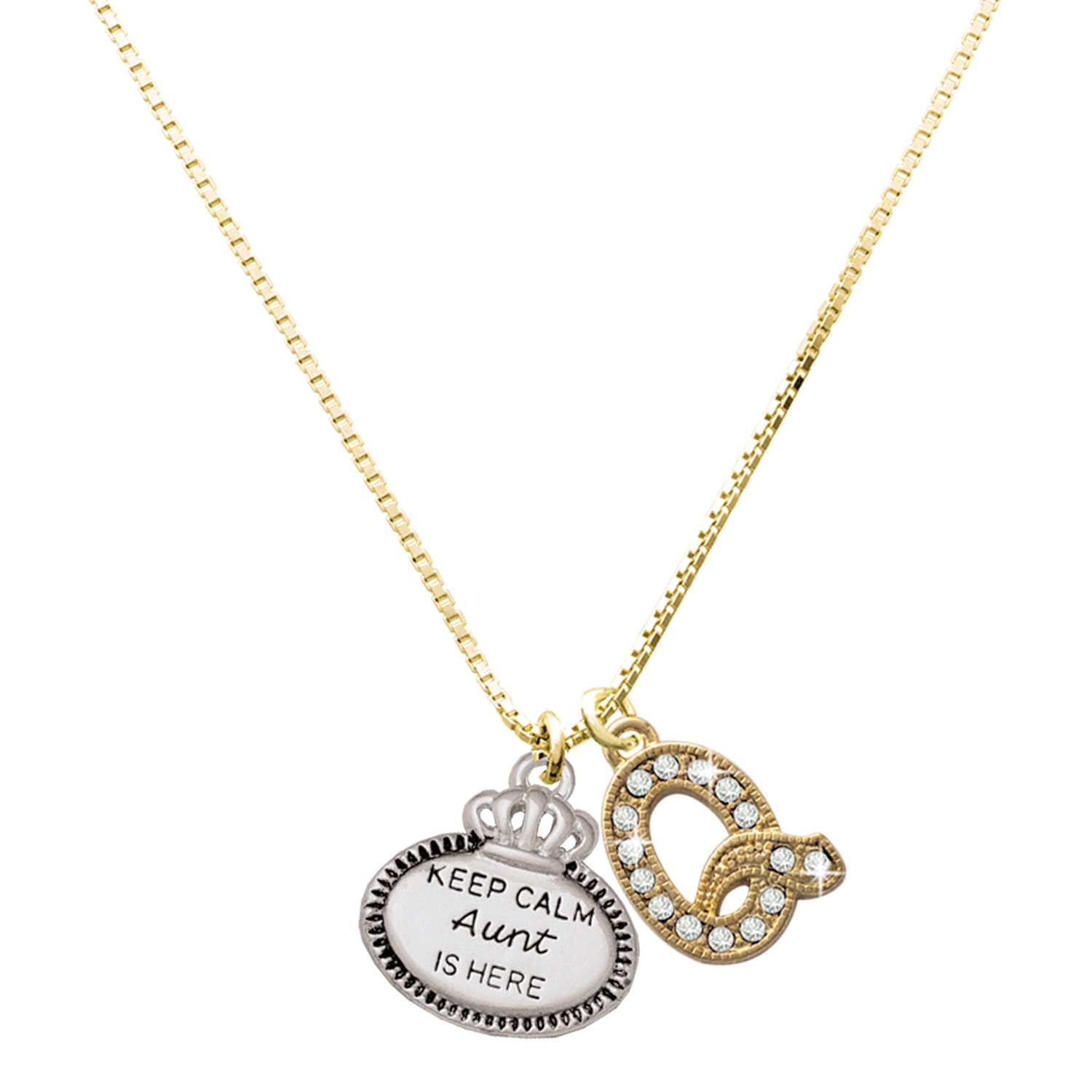 Delight Jewelry Silver-tone Keep Calm Aunt is Here - Large Goldtone ...