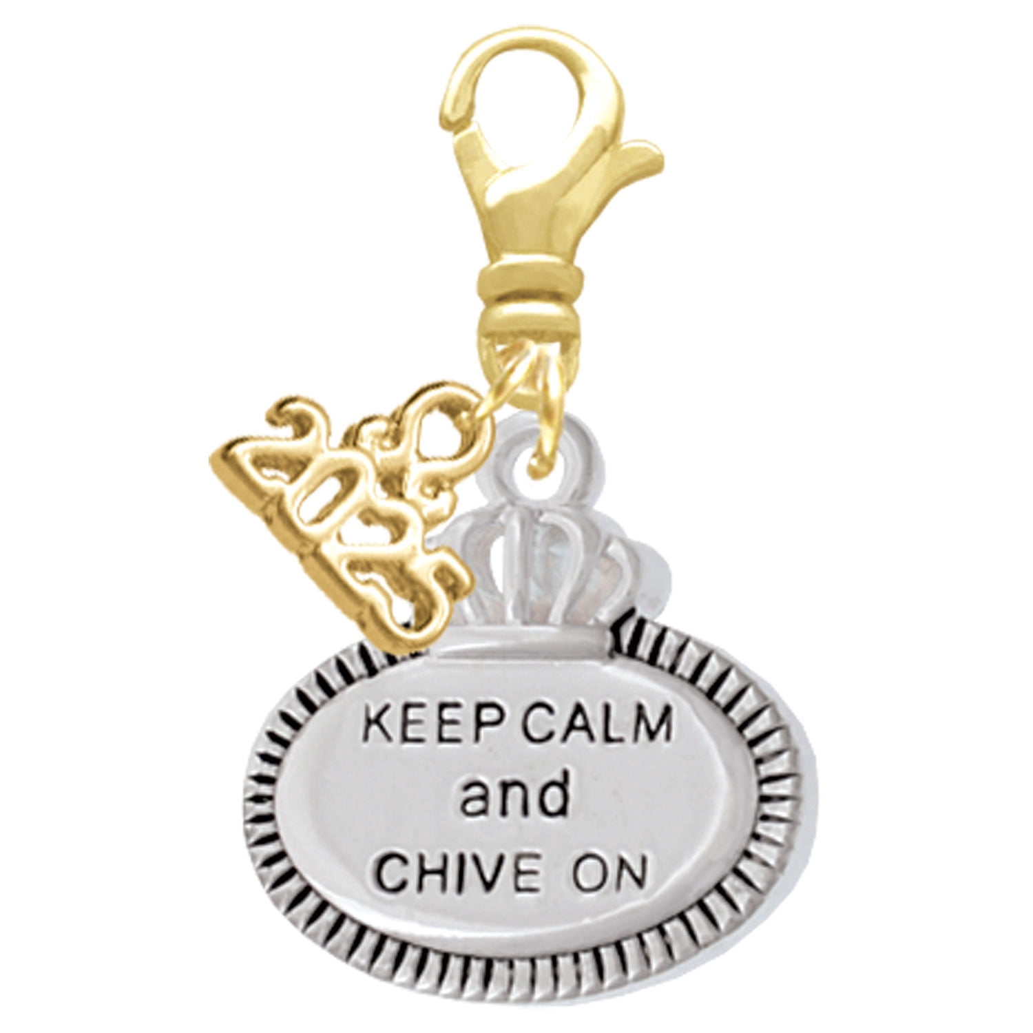 Delight Jewelry Silver-tone Keep Calm and Chive On - Gold-tone Clip on ...