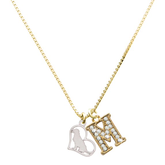 Delight Jewelry Silver-tone Labrador Silhouette Heart - Large Goldtone ...