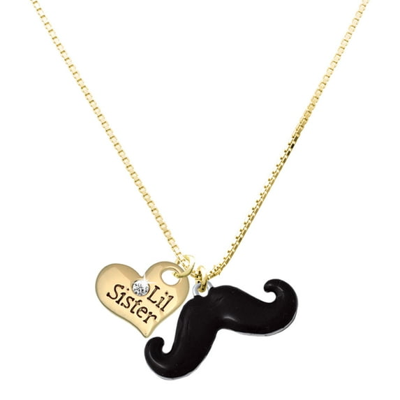 Delight Jewelry Silver-tone Large Black Enamel Mustache - Large ...