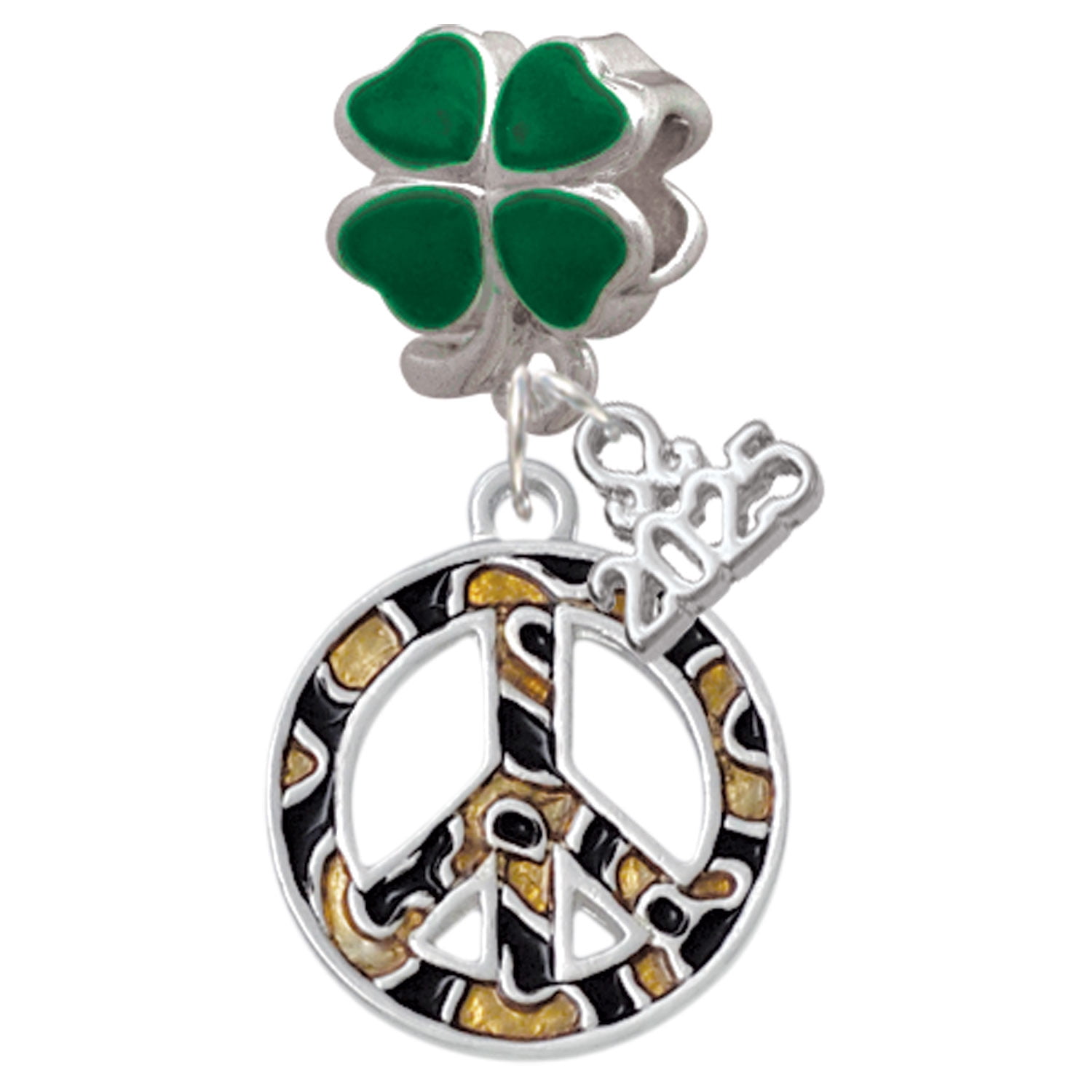 Delight Jewelry Silver-tone Large Brown Cheetah Print Peace Sign - Good ...