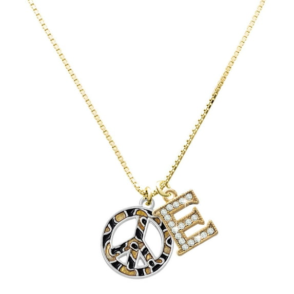 Delight Jewelry Silver-tone Large Brown Cheetah Print Peace Sign with ...