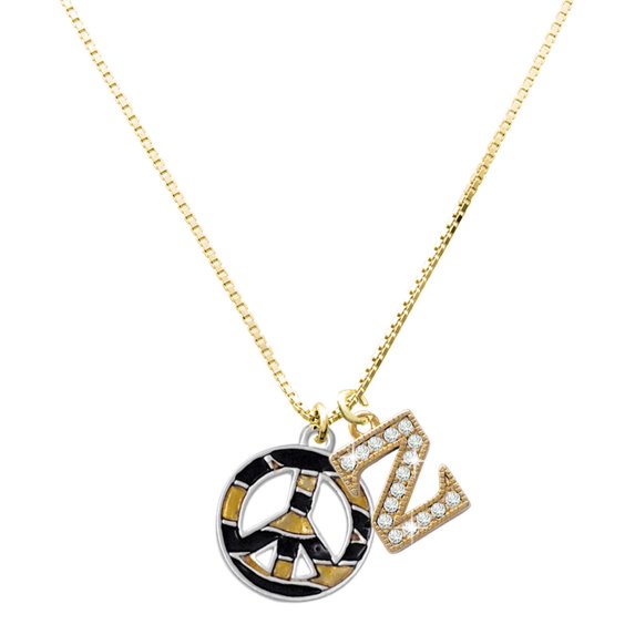 Delight Jewelry Silver-tone Large Brown Tiger Print Peace Sign - Large ...