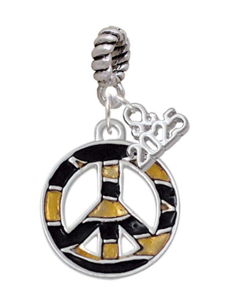 Delight Jewelry Silver-tone Large Brown Tiger Print Peace Sign - Silver ...