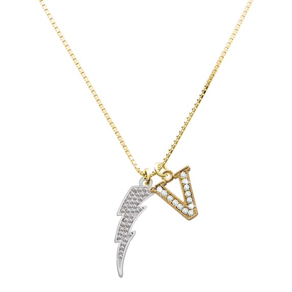 Delight Jewelry Silver-tone Large Clear Crystal Lightning Bolt - Large ...