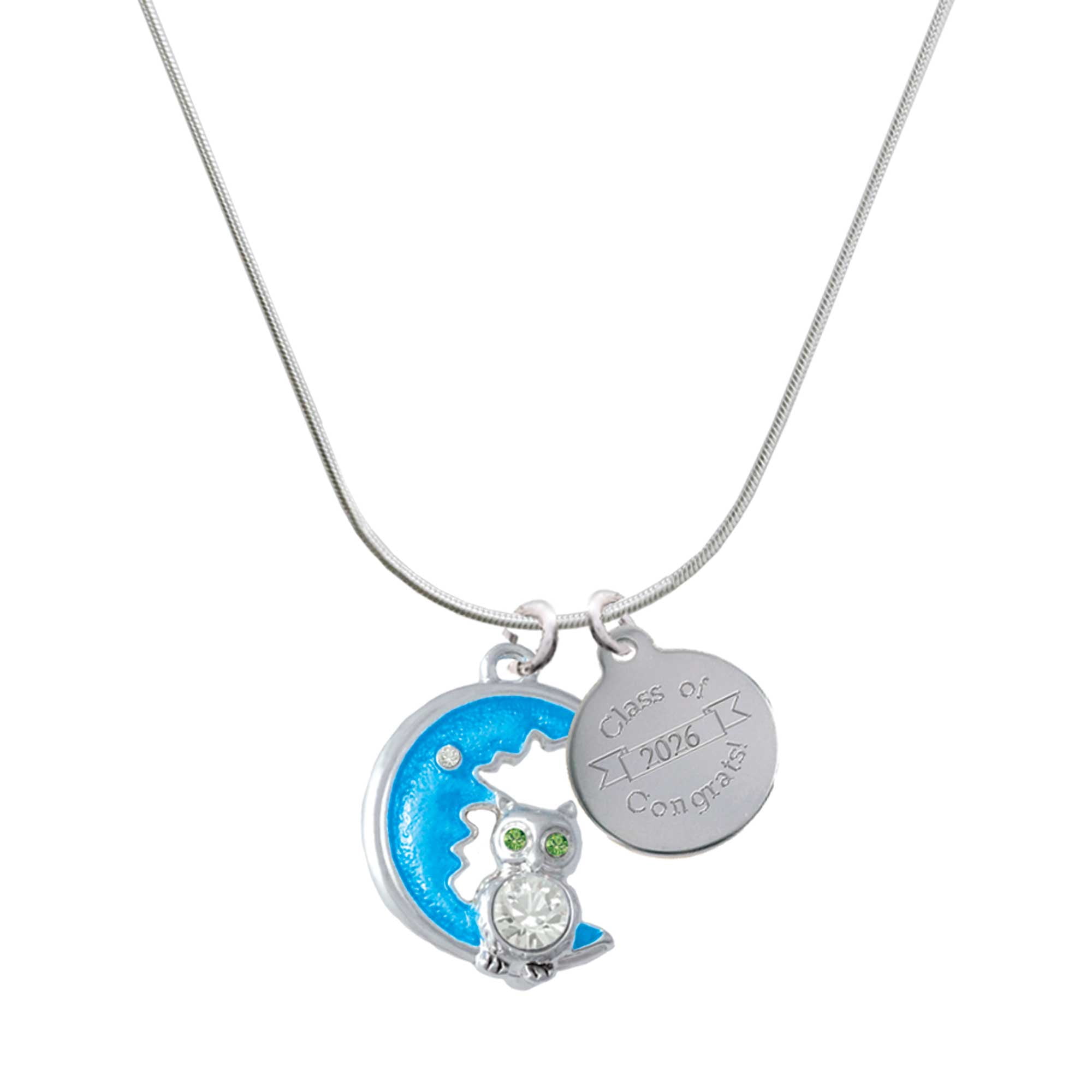 Delight Jewelry Silver-tone Large Clear Crystal Owl on Hot Blue Moon ...