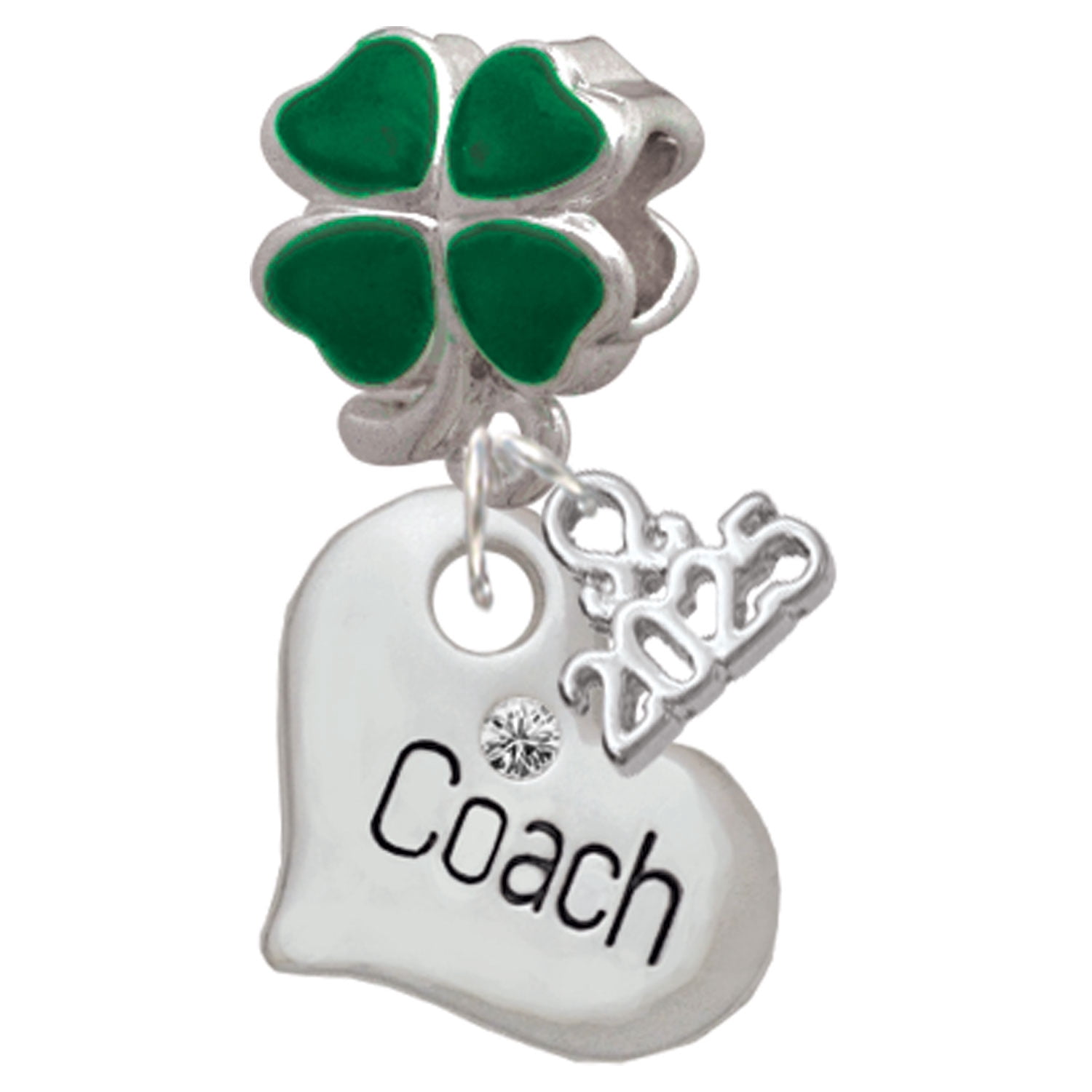 Delight Jewelry Silver-tone Large ''Coach'' Heart - Good Luck Green ...