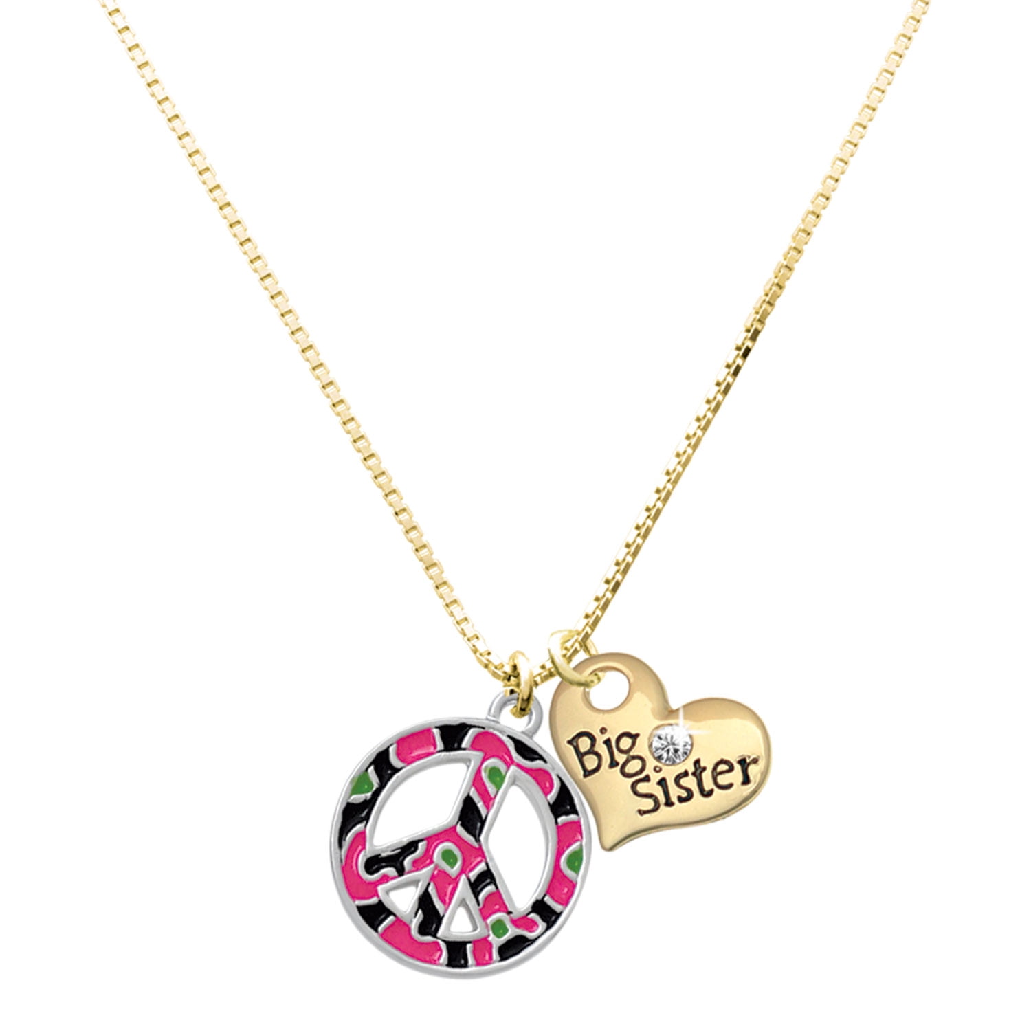 Delight Jewelry Silver-tone Large Hot Pink Cheetah Print Peace Sign ...