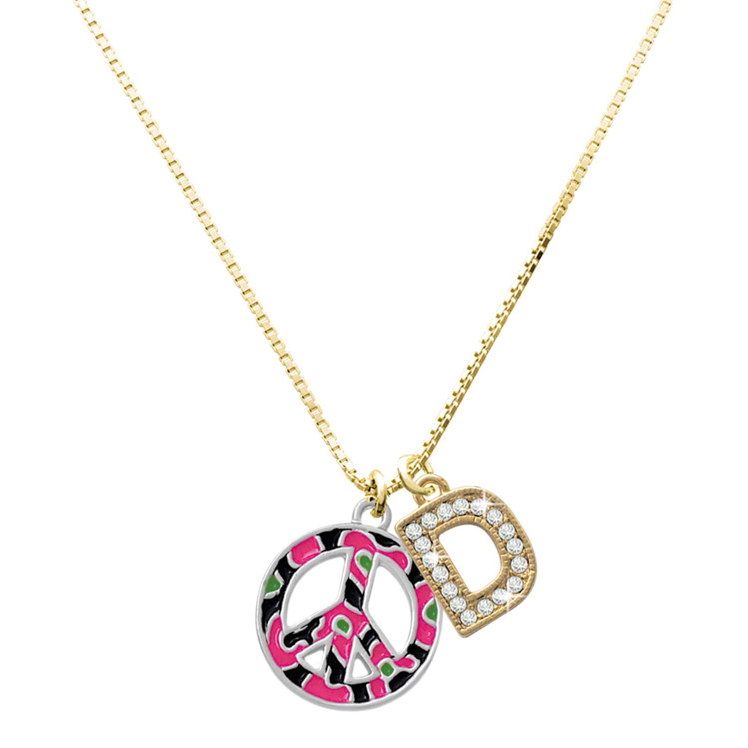 Delight Jewelry Silver-tone Large Hot Pink Cheetah Print Peace Sign ...
