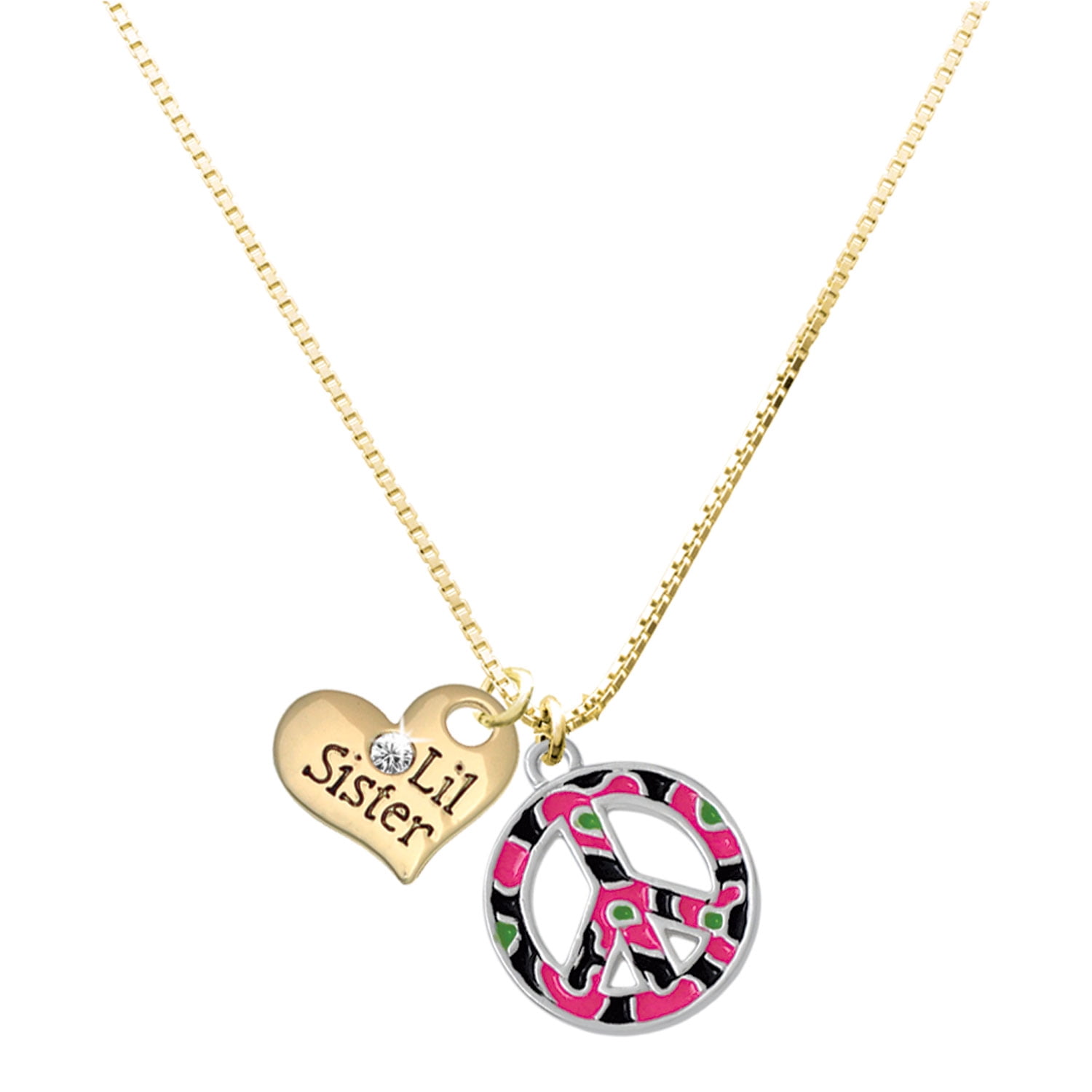 Delight Jewelry Silver-tone Large Hot Pink Cheetah Print Peace Sign ...