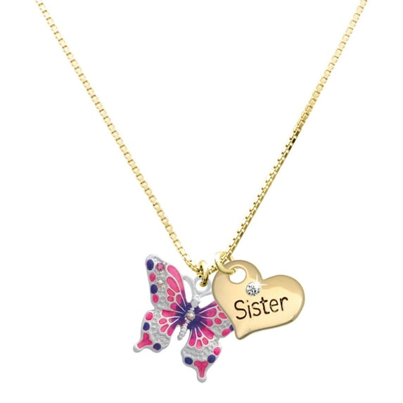 Delight Jewelry Silver-tone Large Hot Pink & Purple Butterfly - Large ...