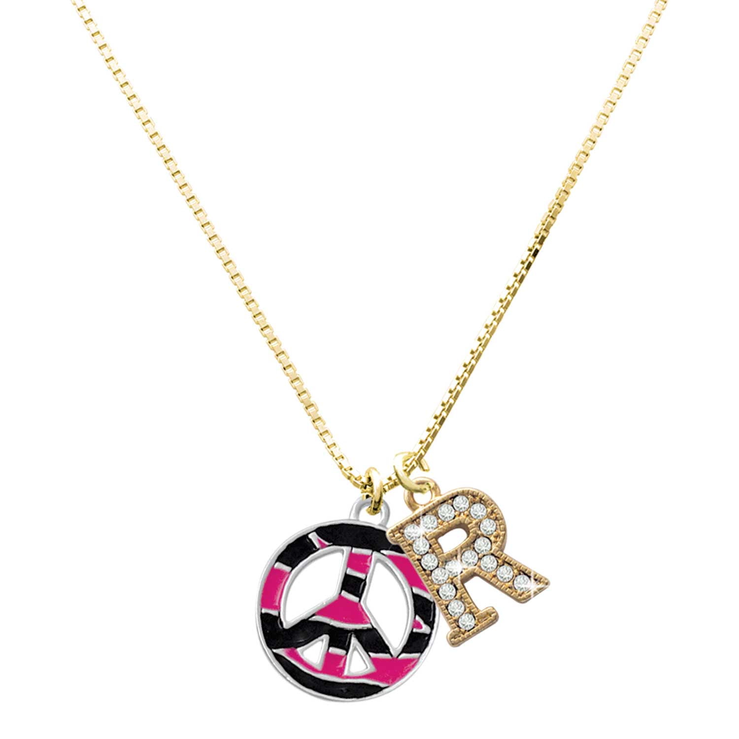 Delight Jewelry Silver-tone Large Hot Pink Tiger Print Peace Sign ...