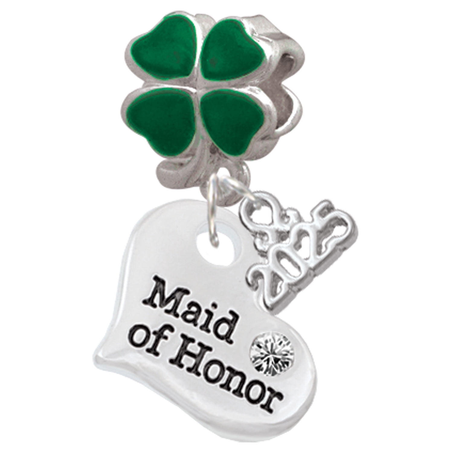 Delight Jewelry Silver-tone Large Maid of Honor Heart - Good Luck Green ...