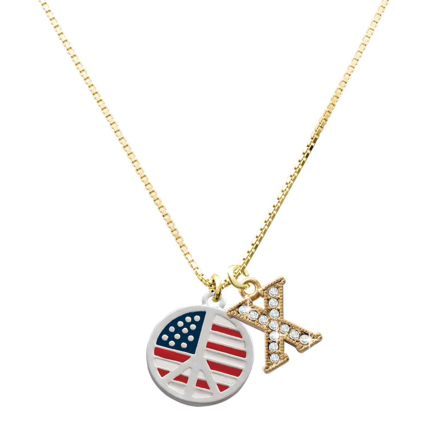 Delight Jewelry Silver-tone Large Peace Sign with USA Flag - Large ...