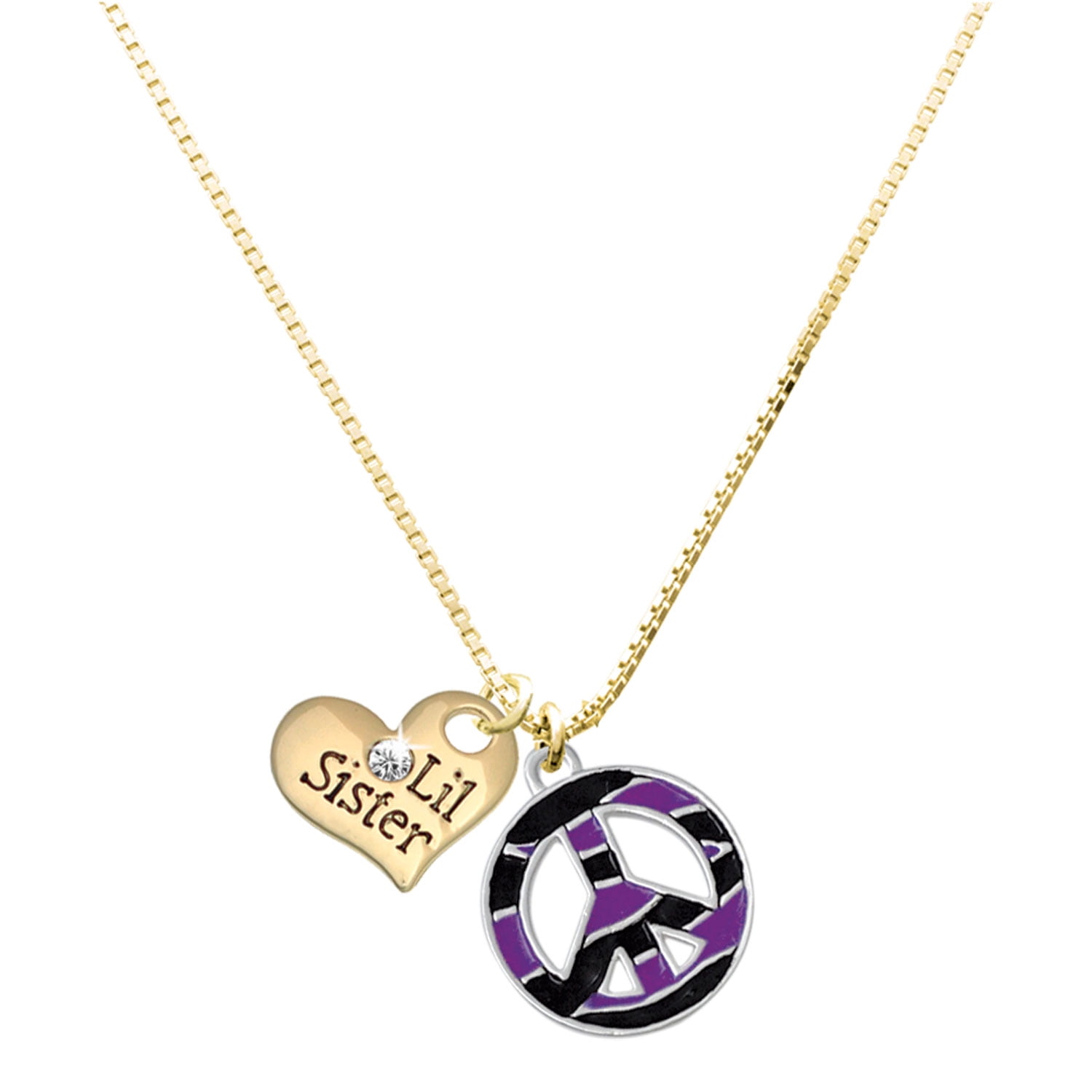 Delight Jewelry Silver-tone Large Purple Tiger Print Peace Sign - Large ...
