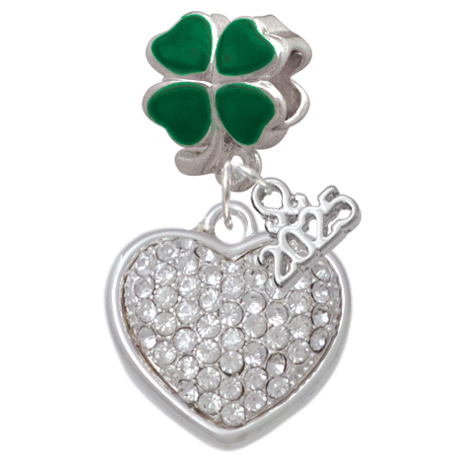 Delight Jewelry Silver-tone Large Rounded Clear Oktant Crystal Heart ...