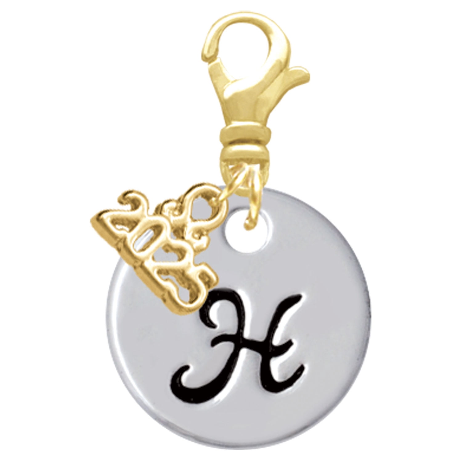 Delight Jewelry Silver-tone Large Script Letter - H - 3/4'' Disc - Gold ...