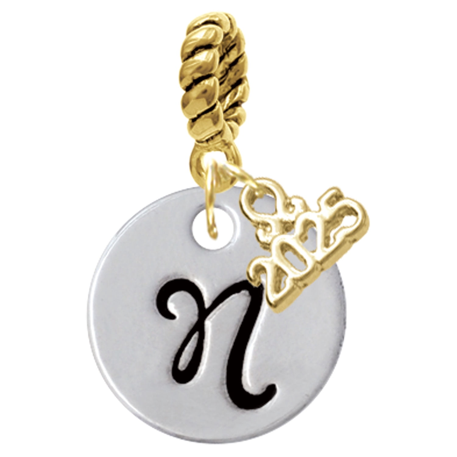 Delight Jewelry Silver-tone Large Script Letter - N - 3/4'' Disc - Gold ...