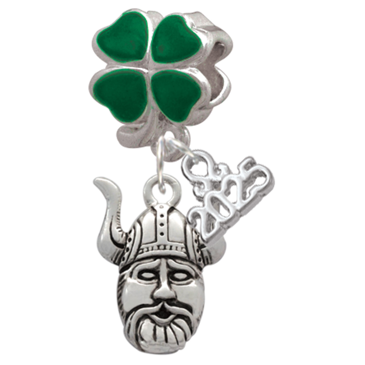 Delight Jewelry Silver-tone Large Viking - Mascot - Good Luck Green ...