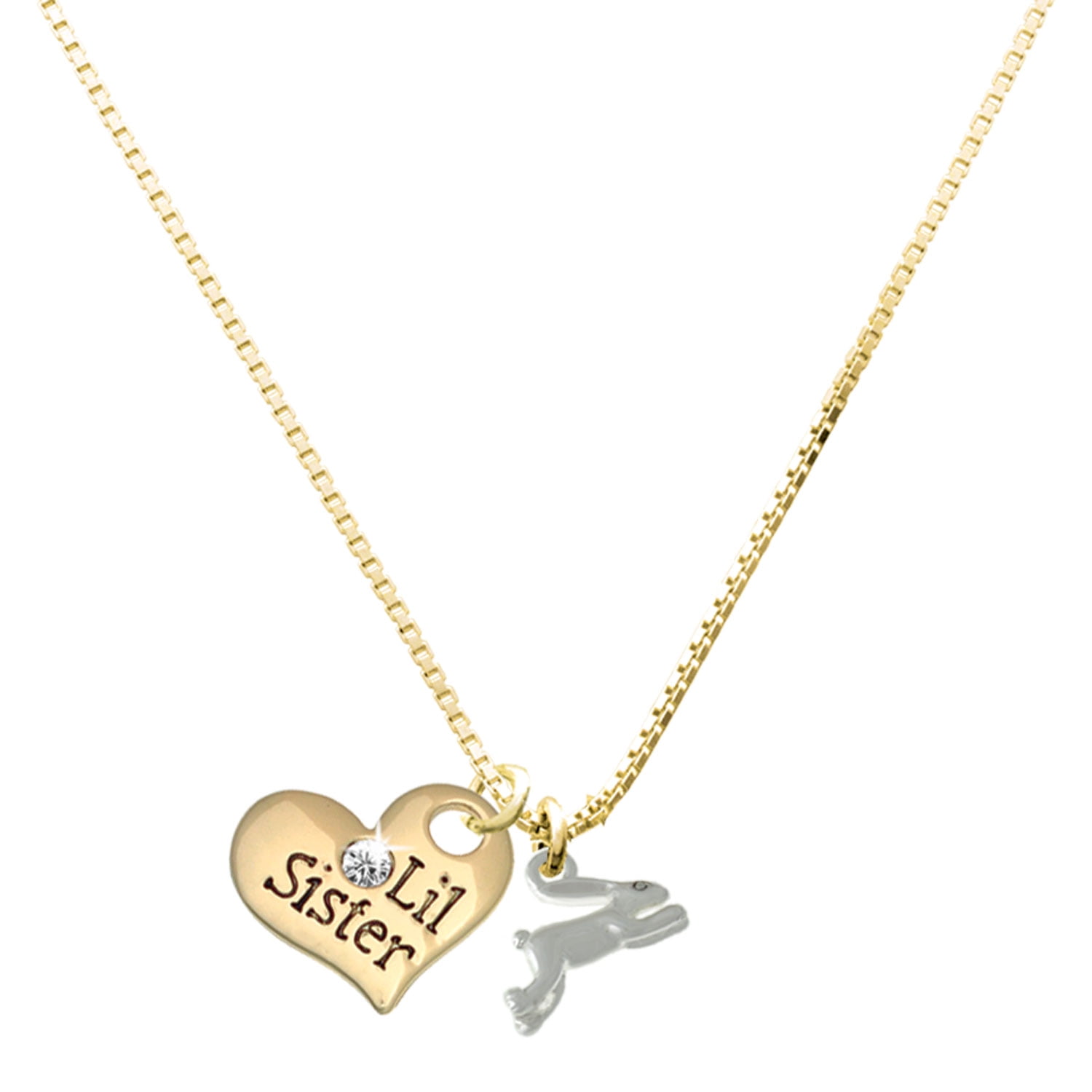 Delight Jewelry Silver-tone Leaping Rabbit - Large Goldtone Lil Sister ...
