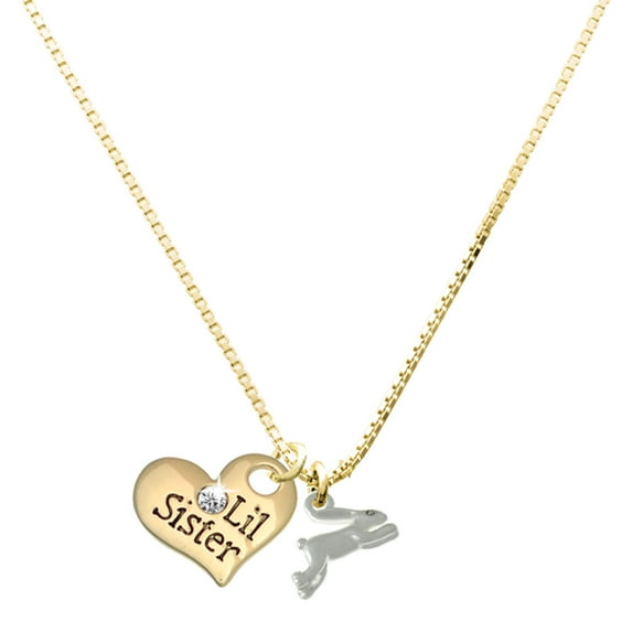 Delight Jewelry Silver-tone Leaping Rabbit - Large Goldtone Lil Sister ...