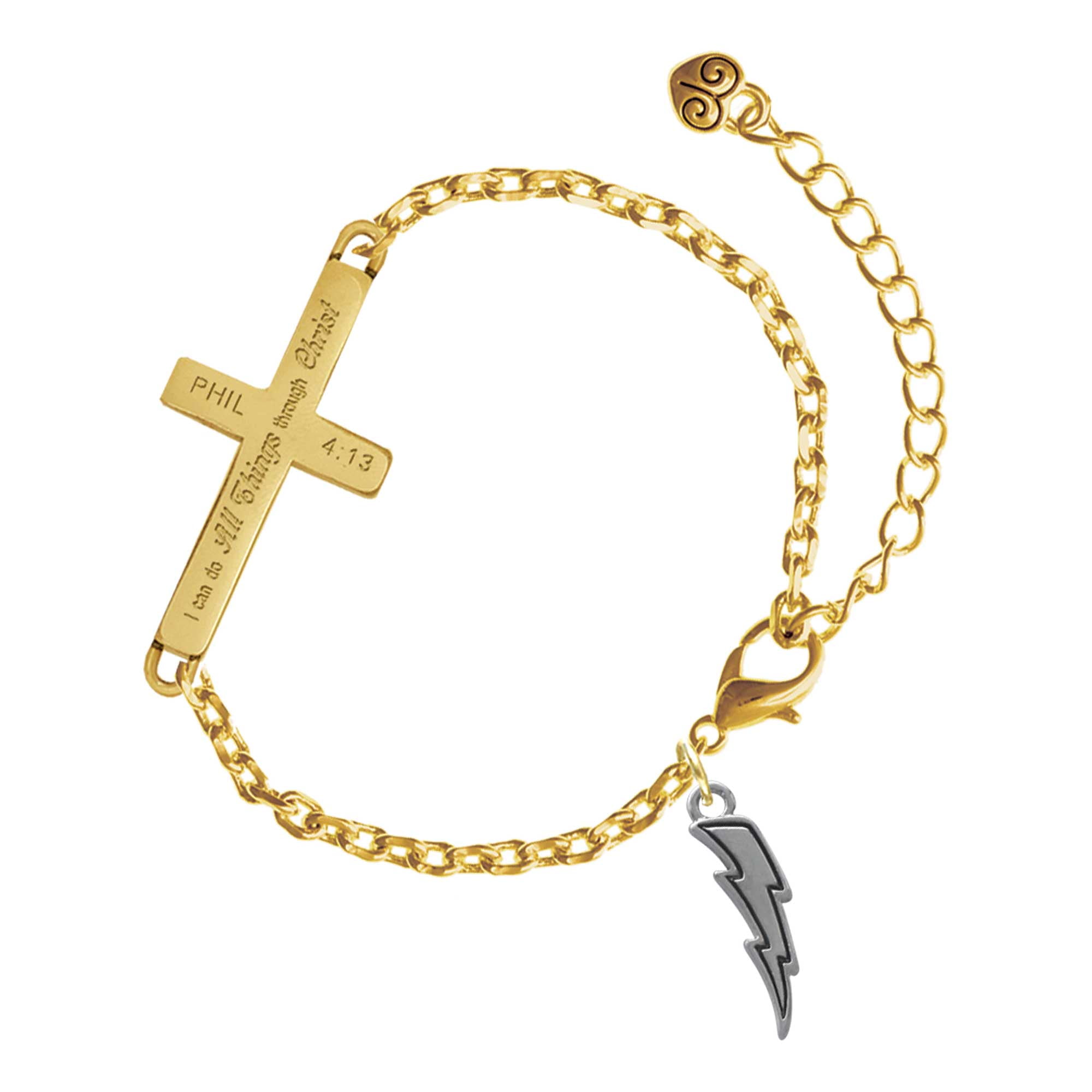Delight Jewelry Silver-tone Lightning Bolt - Gold Tone Philipians 4:13 ...