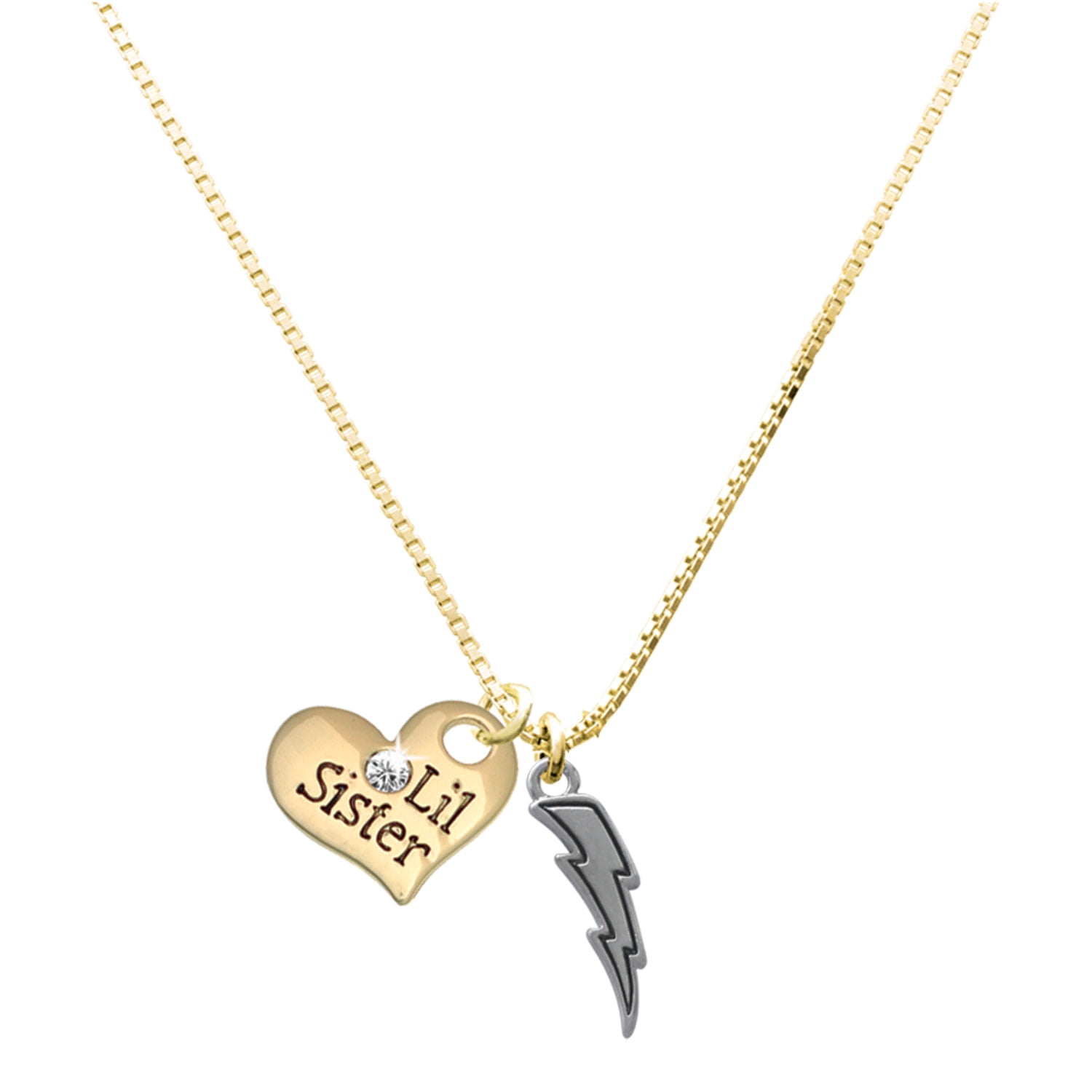 Delight Jewelry Silver-tone Lightning Bolt - Large Goldtone Lil Sister ...