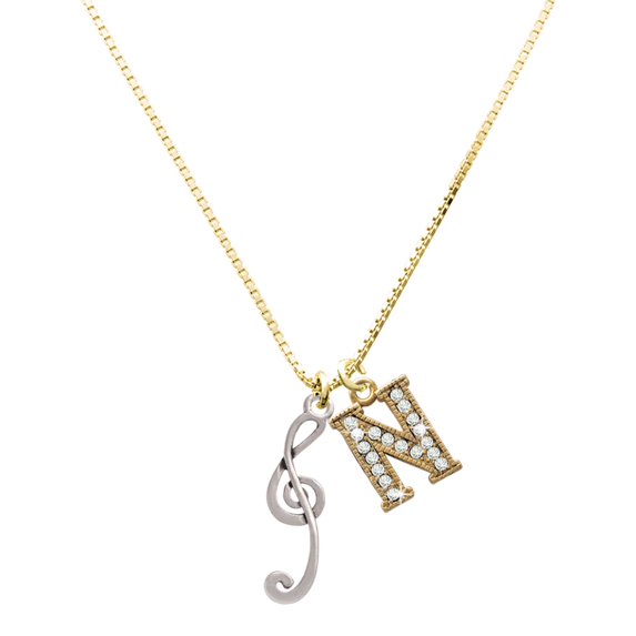 Delight Jewelry Silver-tone Long Curly Clef - Large Goldtone Crystal ...