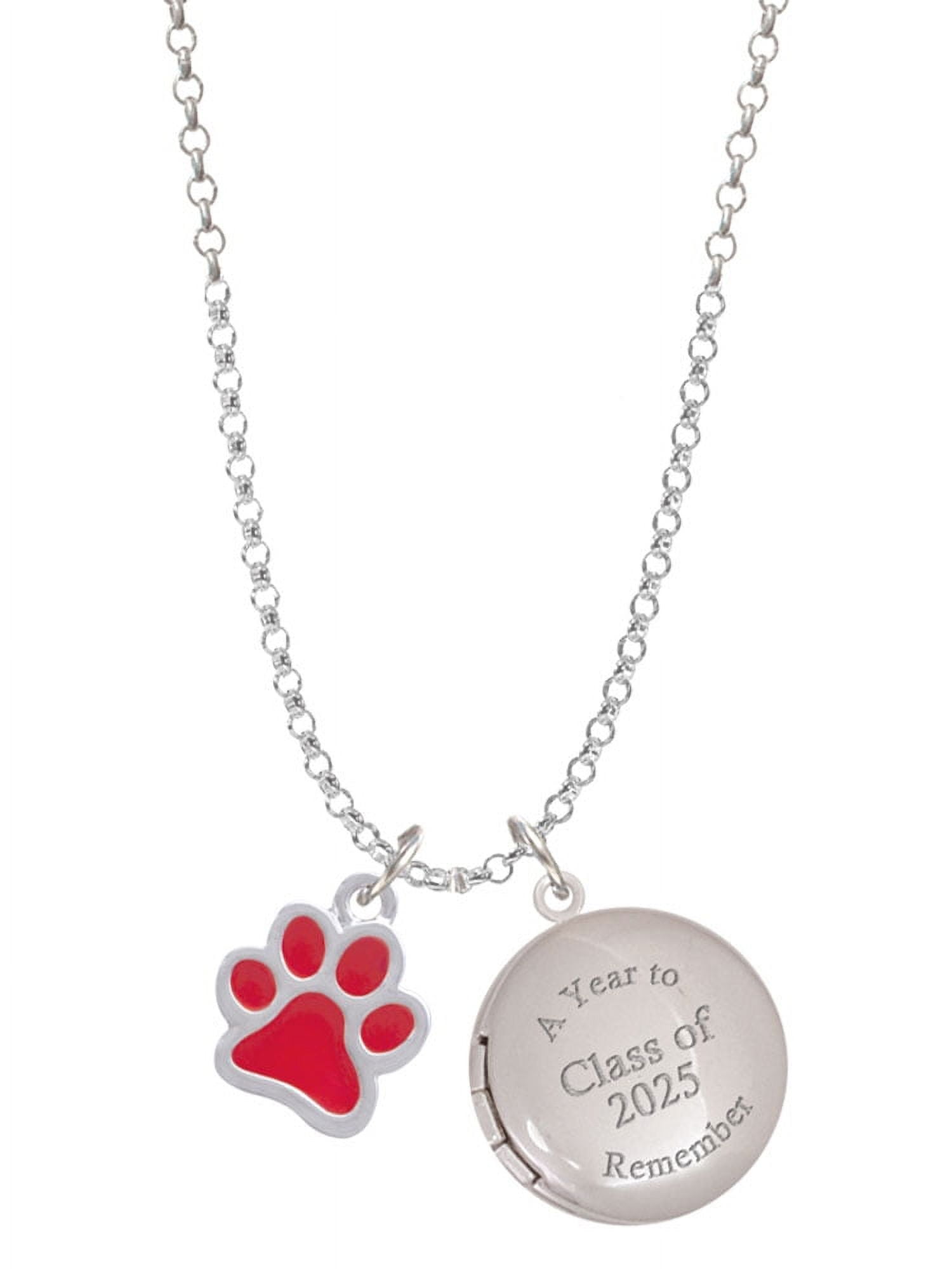 Delight Jewelry Silver-tone Medium Translucent Red Paw - Class of 2025 ...