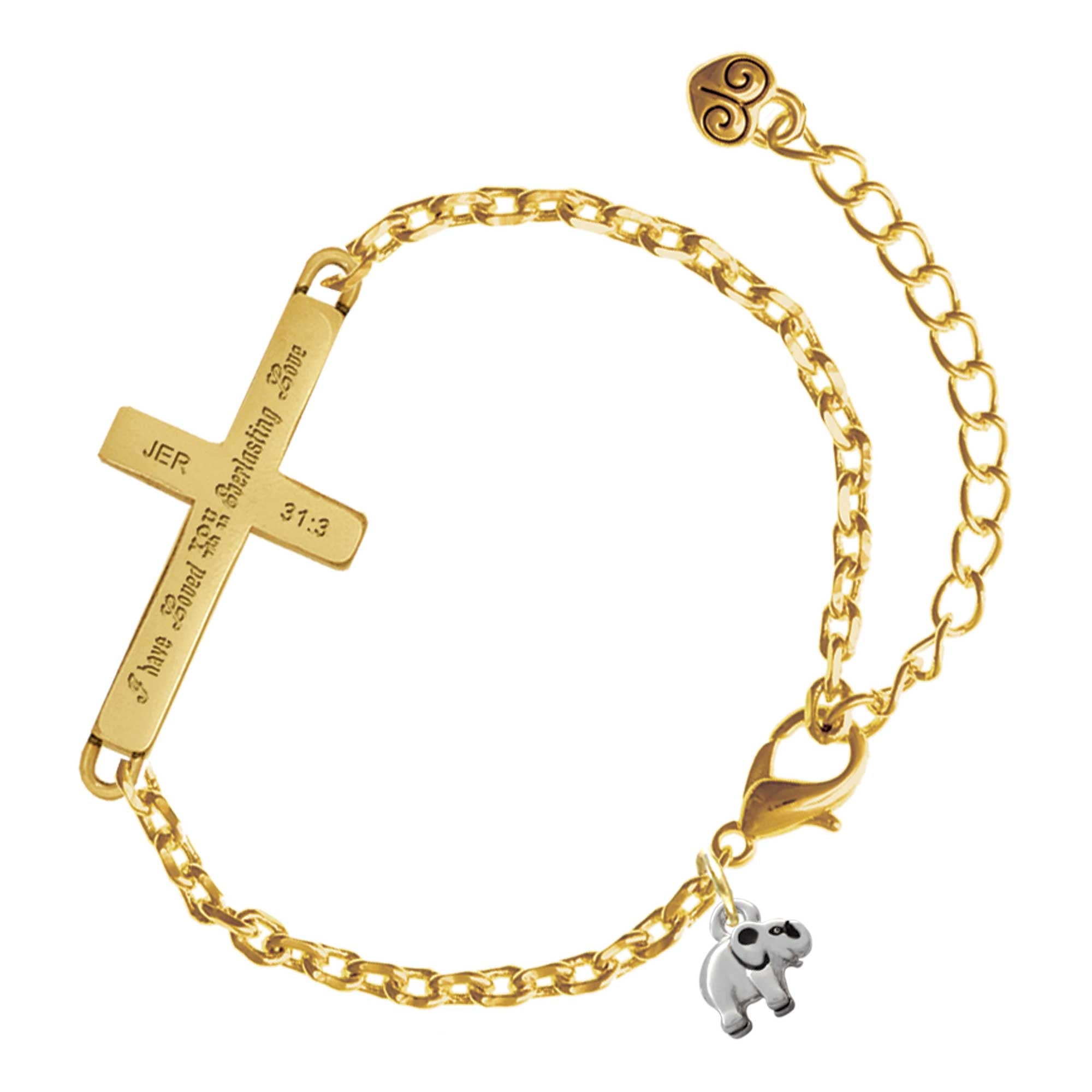Delight Jewelry Silver-tone Mini Elephant - Gold Tone Jeremiah 31:3 ...