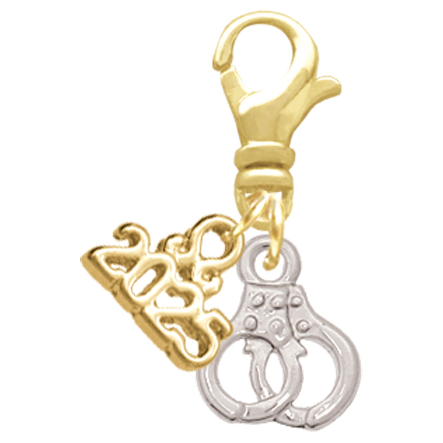 Delight Jewelry Silver-tone Mini Handcuffs - Gold-tone Clip on Charm ...
