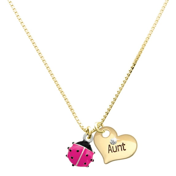 Delight Jewelry Silver-tone Mini Hot Pink Ladybug - Large Goldtone Aunt ...