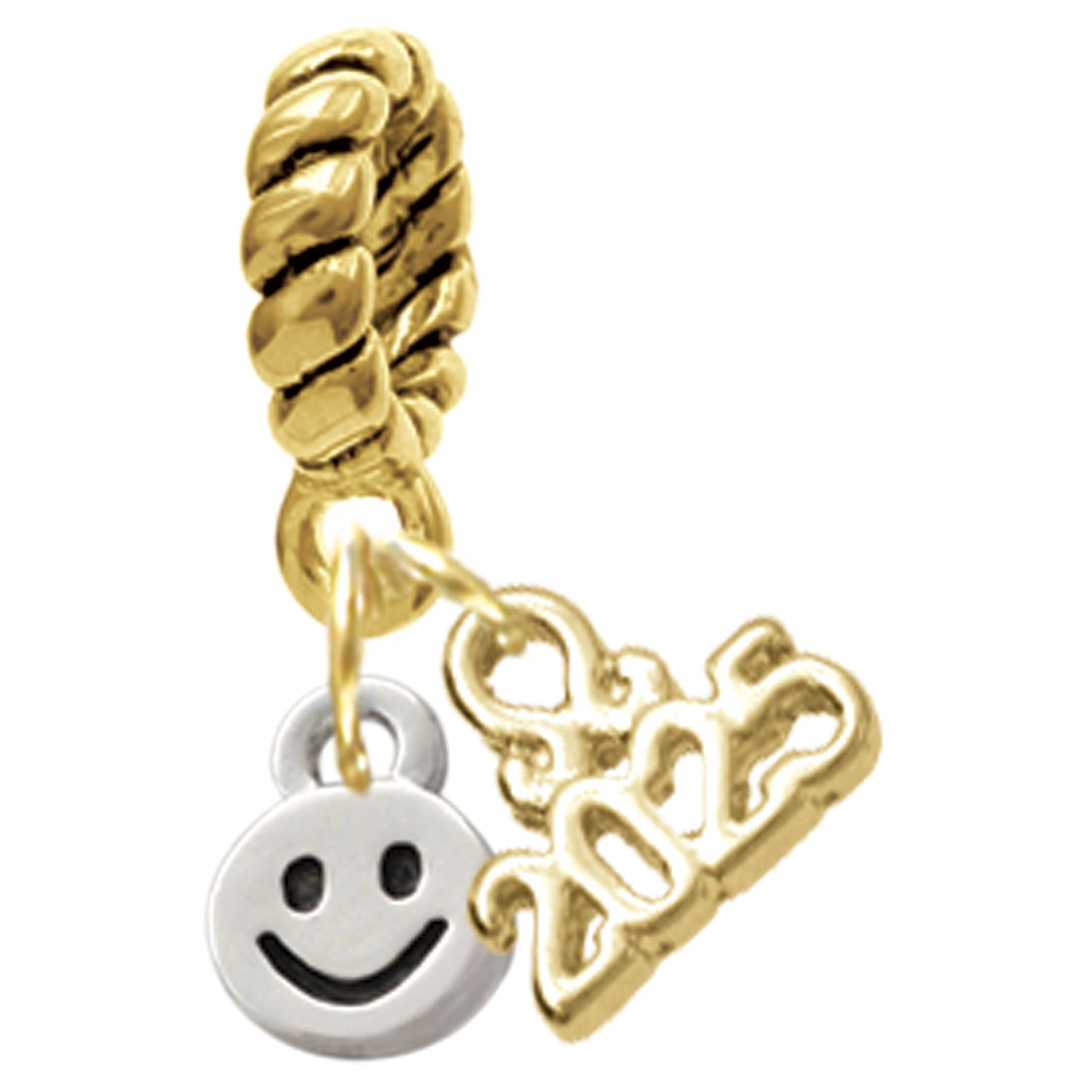 Delight Jewelry Silver-tone Mini Smiley Face - Gold-tone Rope Charm ...