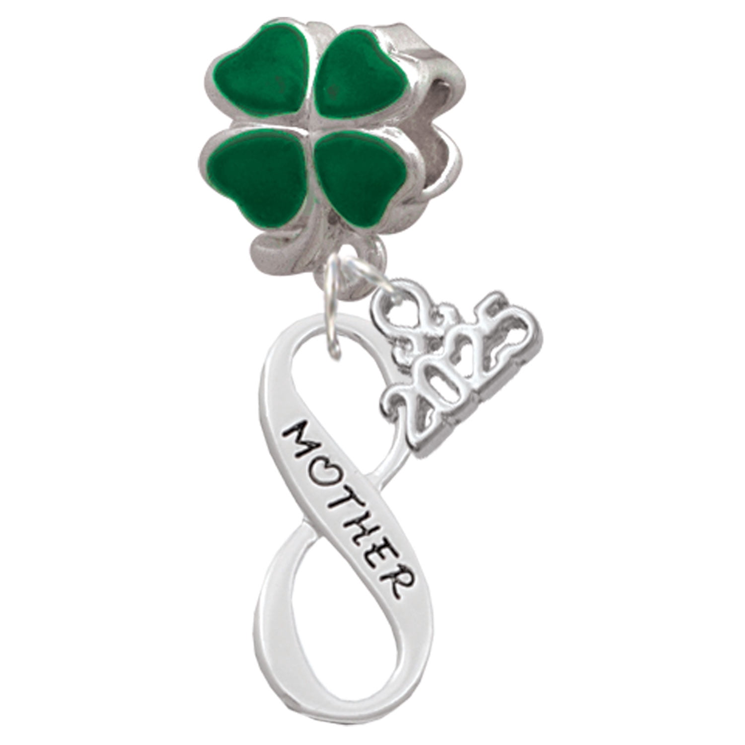Delight Jewelry Silver-tone Mother Infinity Sign - Good Luck Green Four ...