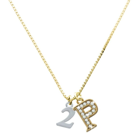 Delight Jewelry Silver-tone Number - 2 - Large Goldtone Crystal Initial ...